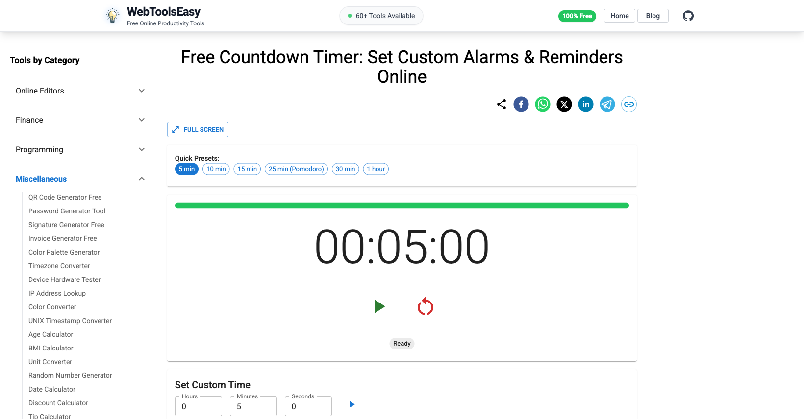 Countdown Timer - Free Online Timer with Alarm