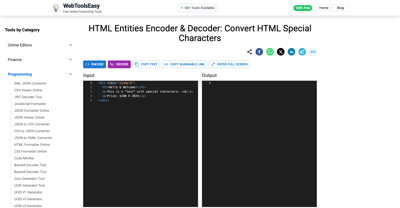 HTML Entity Encoder Decoder - Private & Offline | Free