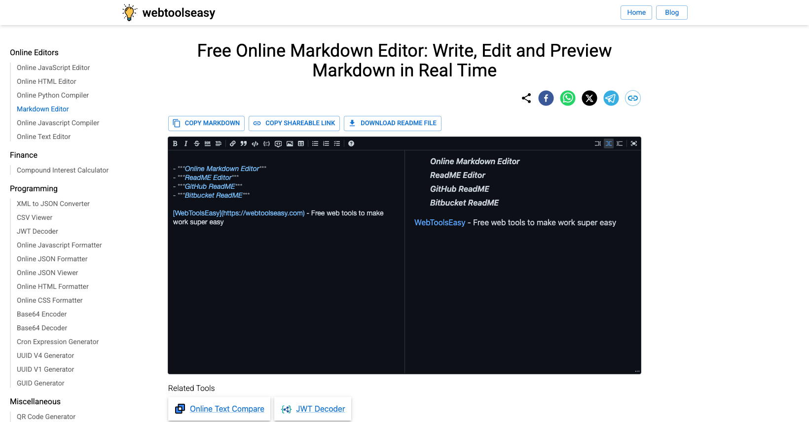 Free Online Markdown Editor: Preview Markdown in Real Time Free Online Markdown Editor: Preview Markdown in Real Time