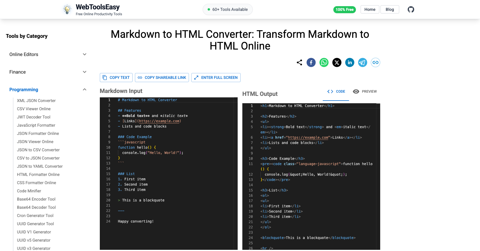 Markdown to HTML Converter - Convert MD to HTML Online