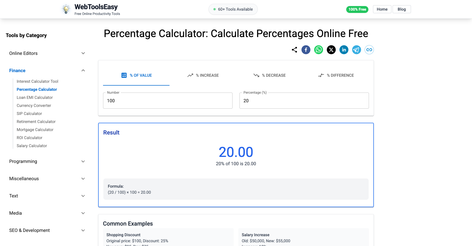 Percentage Calculator Online - Calculate Percentages Free
